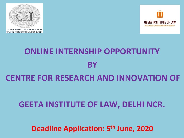 Online Internship Opportunity @ Centre for Research and Innovation of ...