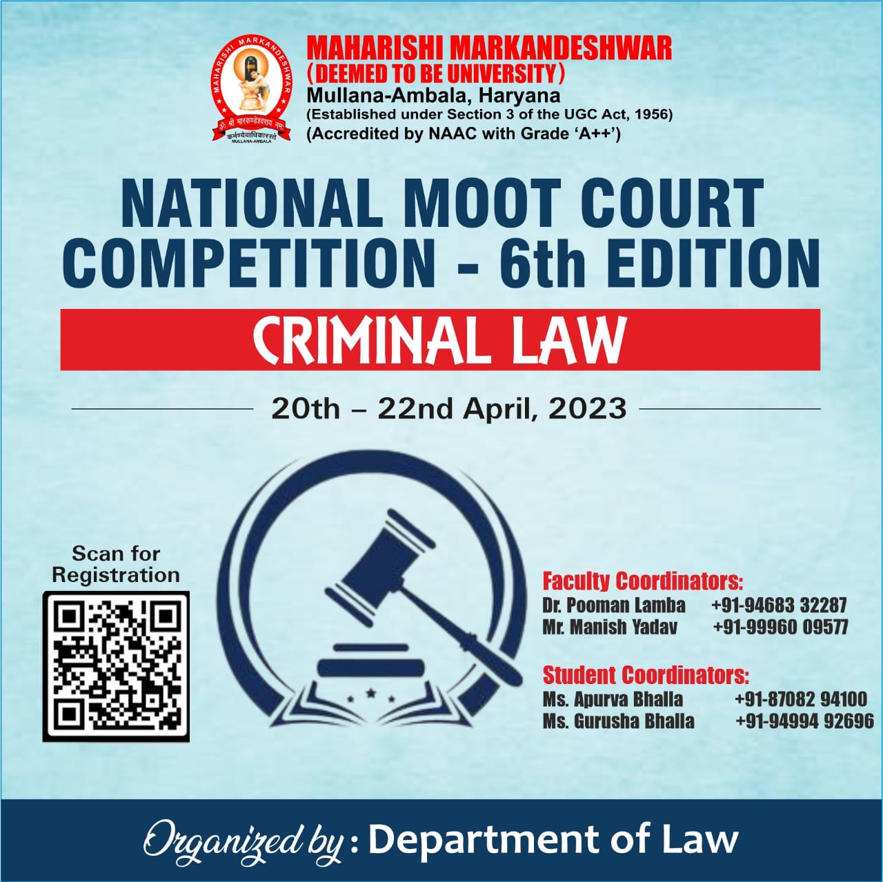 National Moot Court Competition- 6th Edition By Department of Law, MM ...