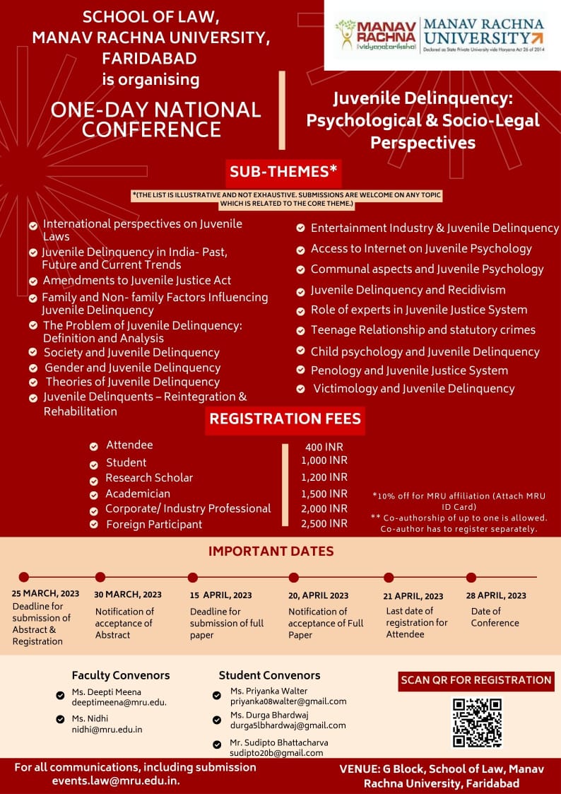 National Conference On 'Juvenile Delinquency: Psychological & Socio ...