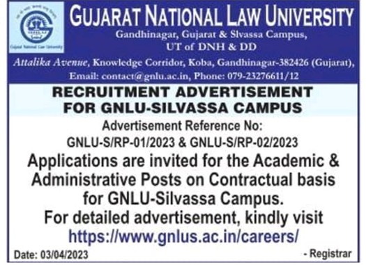 Gujarat National Law University Silvassa Campus Inviting Applications ...