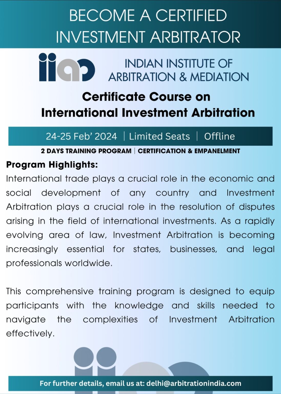 Certificate Course On "International Investment Arbitration" By Indian ...